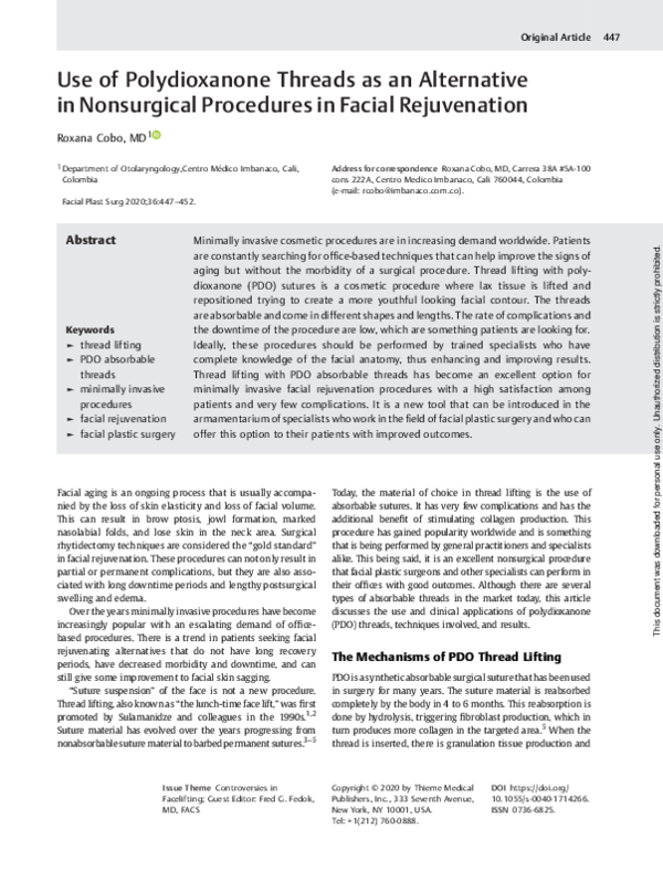 (PDF) Use of Polydioxanone Threads as an Alternative in Nonsurgical ...