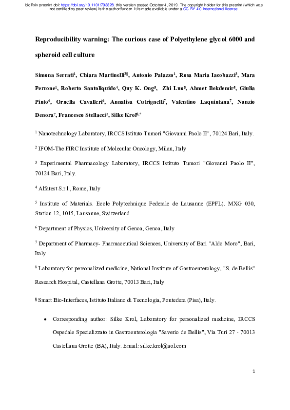 (PDF) Reproducibility warning: The curious case of Polyethylene glycol ...