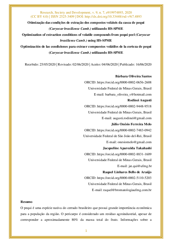Pdf Optimization Of The Extraction Conditions Of The Volatile Compounds From Chili Peppers By