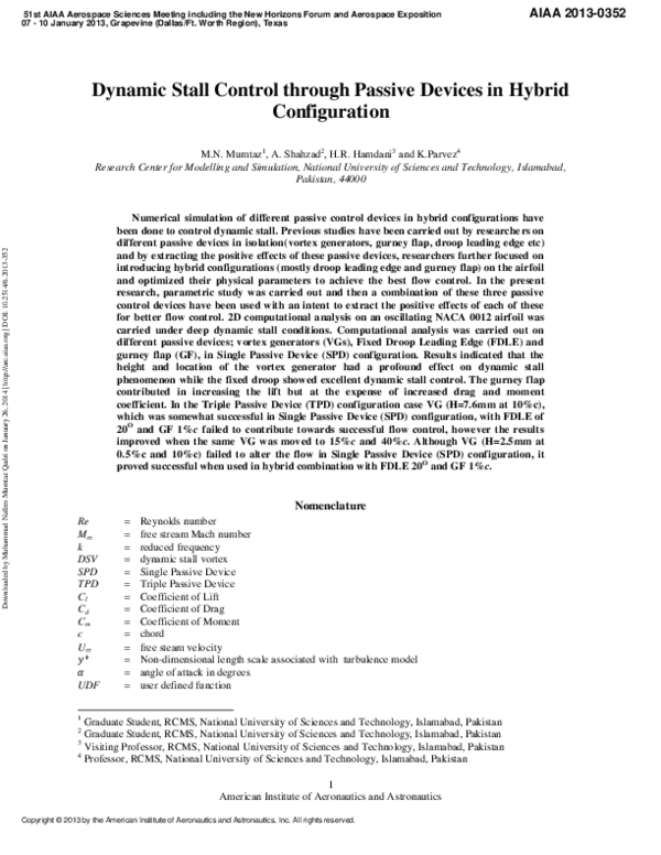 (PDF) Dynamic Stall Control through Passive Devices in Hybrid Configuration