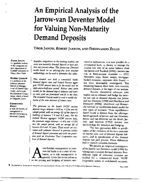 (PDF) An Empirical Analysis of the Jarrow-van Deventer Model for ...