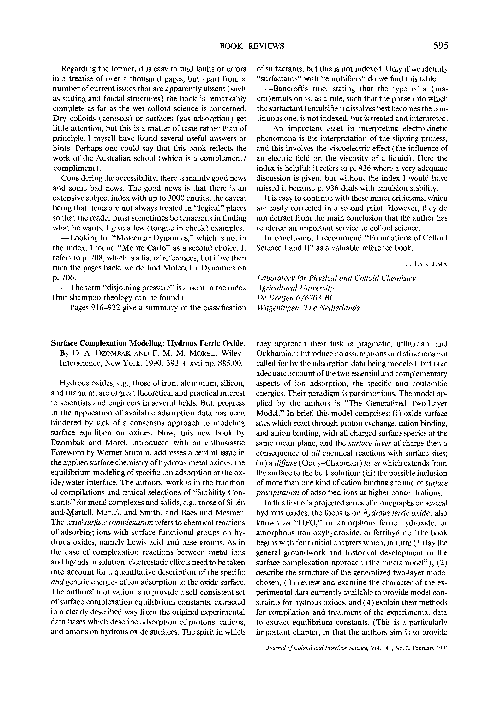 Pdf Surface Complexation Modeling Hydrous Ferric Oxide