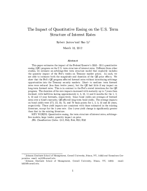 (PDF) The Impact of Quantitative Easing on the U.S. Term Structure of ...