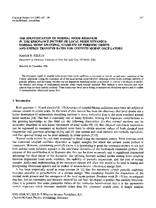 (PDF) The identification of normal mode behavior in the resonance picture of local mode dynamics ...