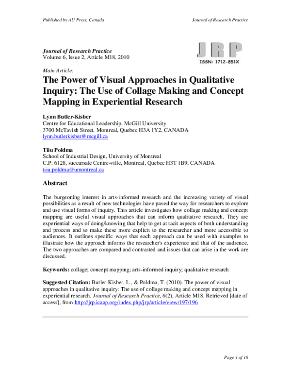 (PDF) The Power of Visual Approaches in Qualitative Inquiry: The Use of ...
