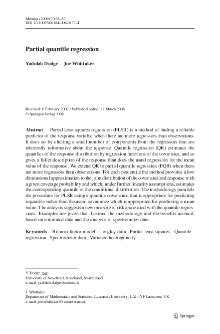 (PDF) Partial quantile regression