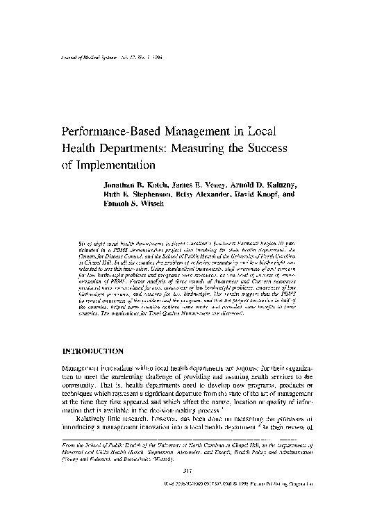 (PDF) Performance-based management in local health departments ...