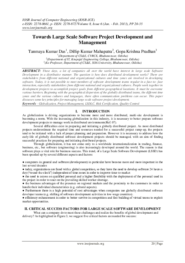 (PDF) Towards Large Scale Software Project Development and Management