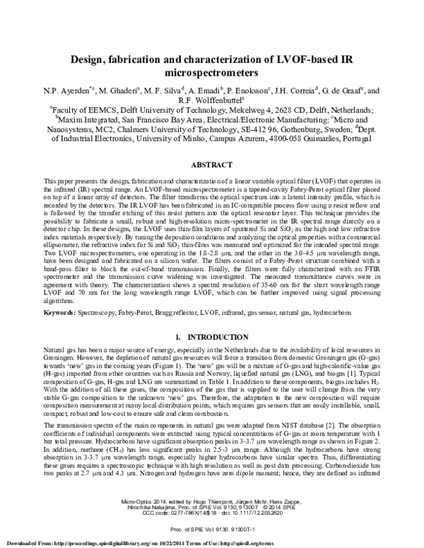 (PDF) Fabrication and Characterization of IR LVOF Microspectrometers
