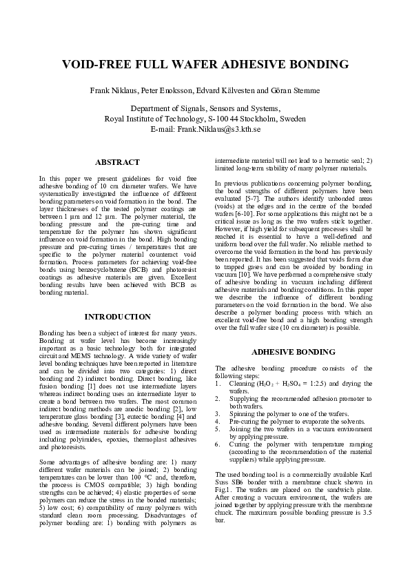 (PDF) Void-free pull wafer adhesive bonding
