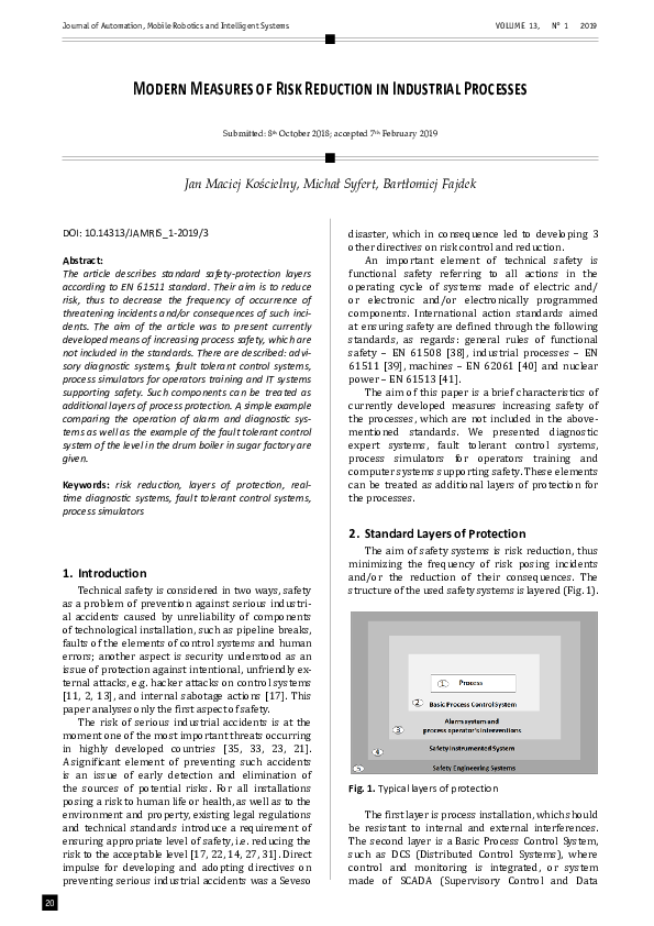 (PDF) Modern Measures of Risk Reduction in Industrial Processes ...