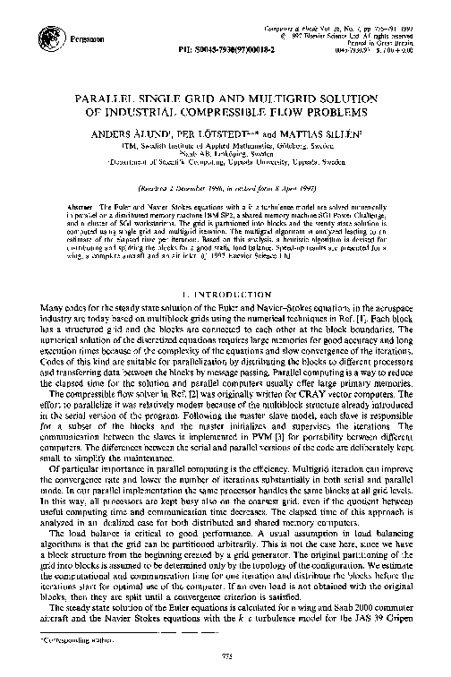 (PDF) Parallel single grid and multigrid solution of industrial compressible flow problems