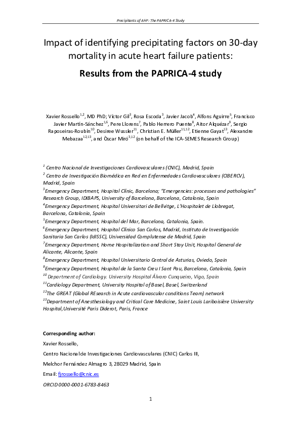 (PDF) Impact of identifying precipitating factors on 30-day mortality ...