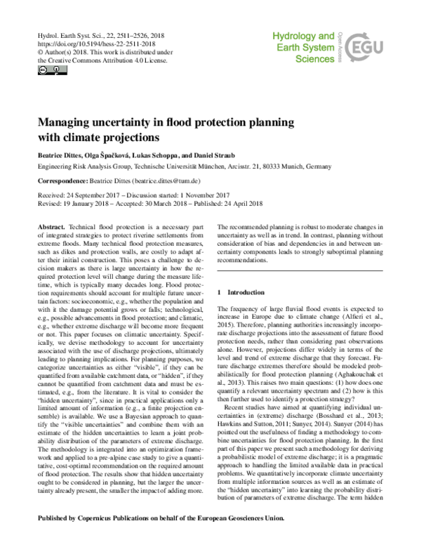 (PDF) Managing uncertainty in flood protection planning with climate ...