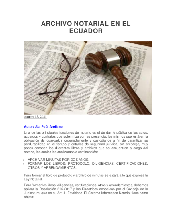 (PDF) ARCHIVO NOTARIAL EN EL ECUADOR