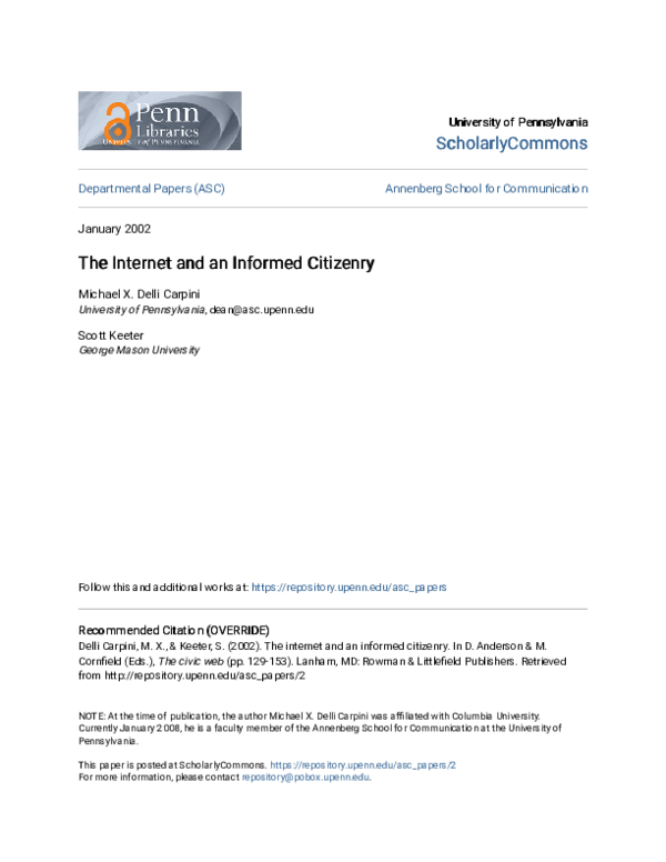 (PDF) The Internet and an Informed Citizenry