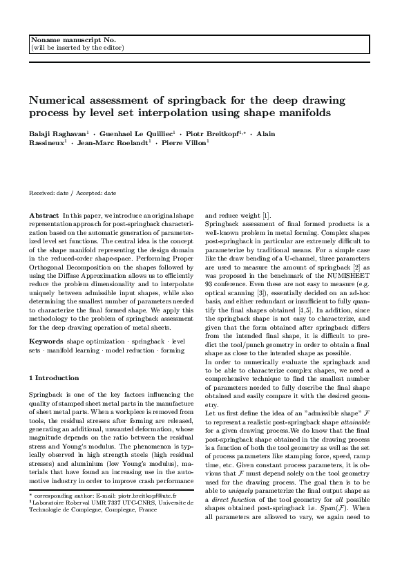(PDF) Numerical assessment of springback for the deep drawing process by level set interpolation ...