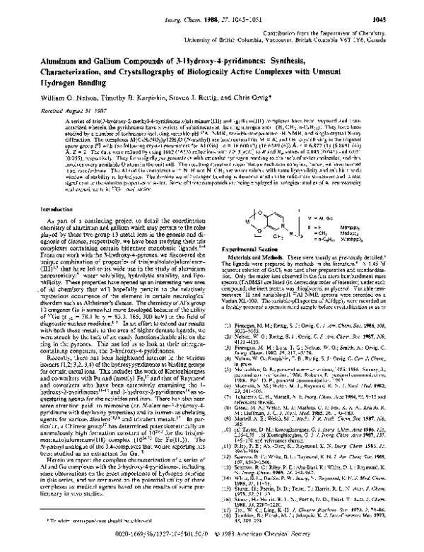 (PDF) Aluminum and gallium compounds of 3-hydroxy-4-pyridinones ...