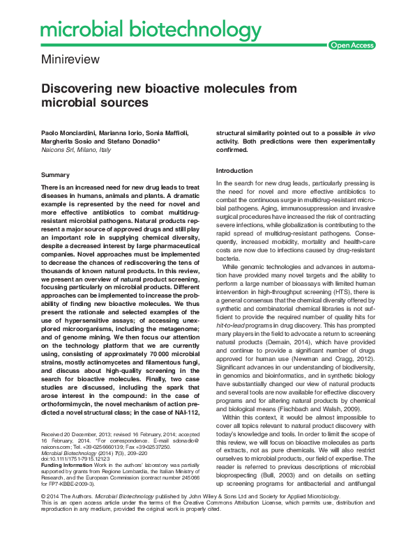 (PDF) Discovering new bioactive molecules from microbial sources