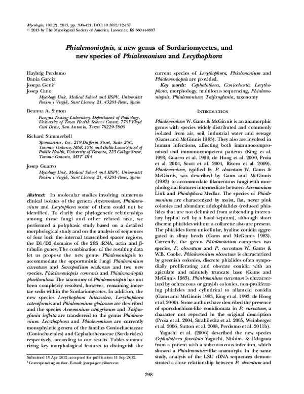 (PDF) Phialemoniopsis, a new genus of Sordariomycetes, and new species ...