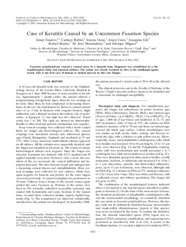 (PDF) Case of Keratitis Caused by an Uncommon Fusarium Species
