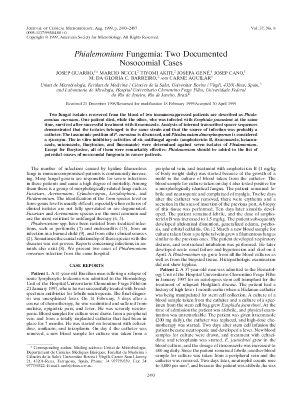 (PDF) Phialemonium fungemia: two documented nosocomial cases