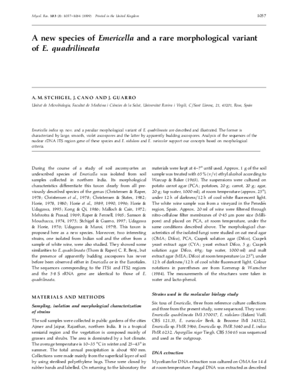 (PDF) A new species of Emericella and a rare morphological variant of E ...