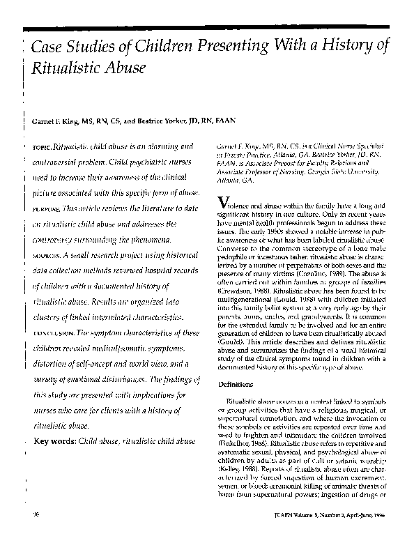 (PDF) Case Studies of Children Presenting With a History of Ritualistic ...
