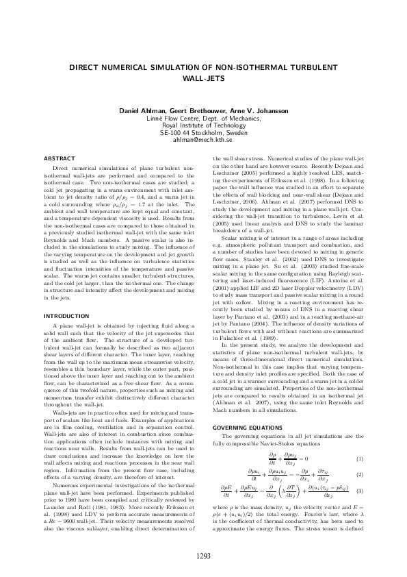 (PDF) Direct numerical simulation of nonisothermal turbulent wall jets