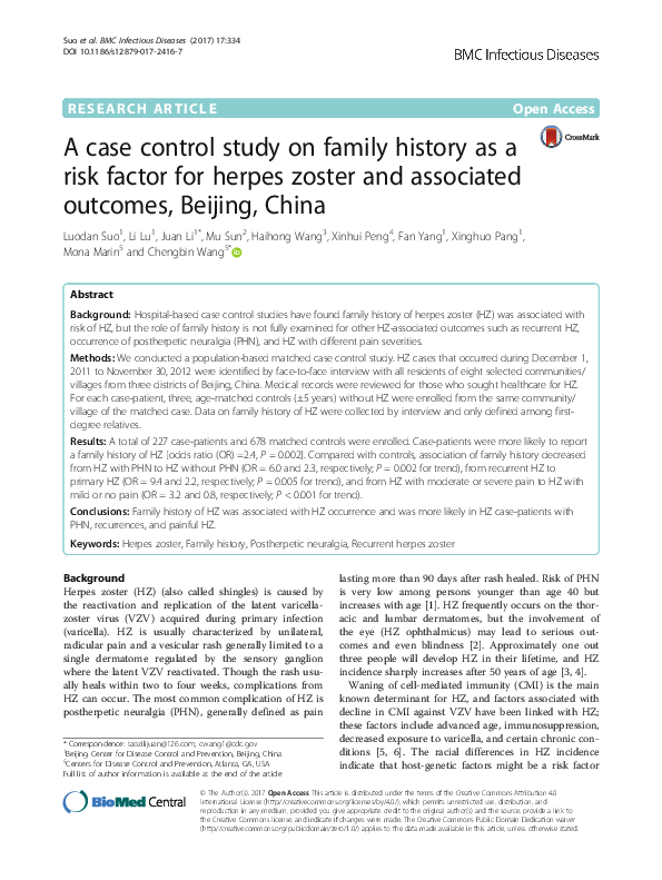 (PDF) A case control study on family history as a risk factor for ...