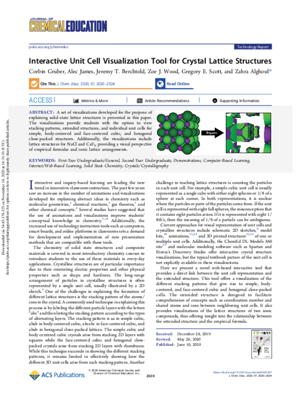 (PDF) Interactive Unit Cell Visualization Tool for Crystal Lattice ...