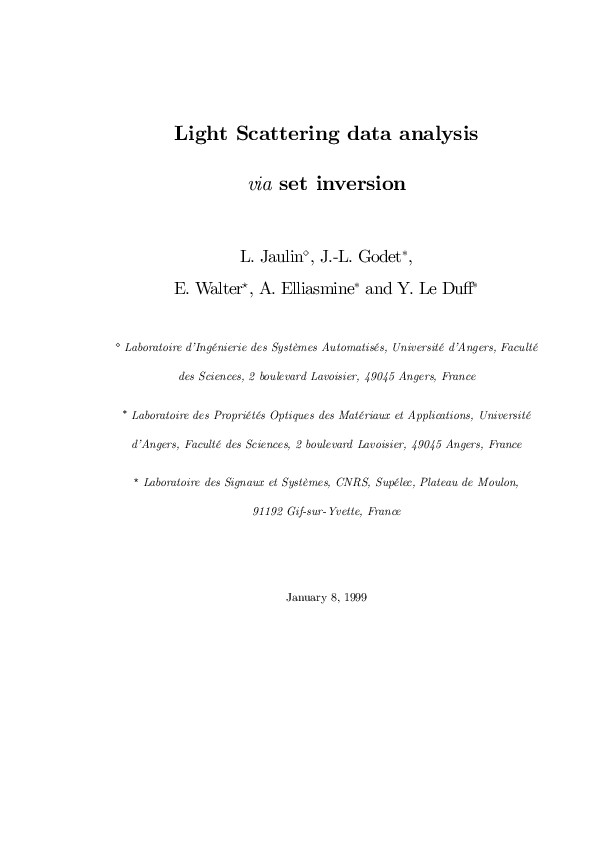 (PDF) Light scattering data analysis via set inversion