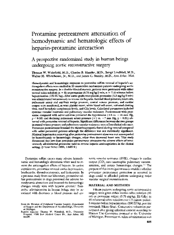 (PDF) Protamine pretreatment attenuation of hemodynamic and hematologic ...