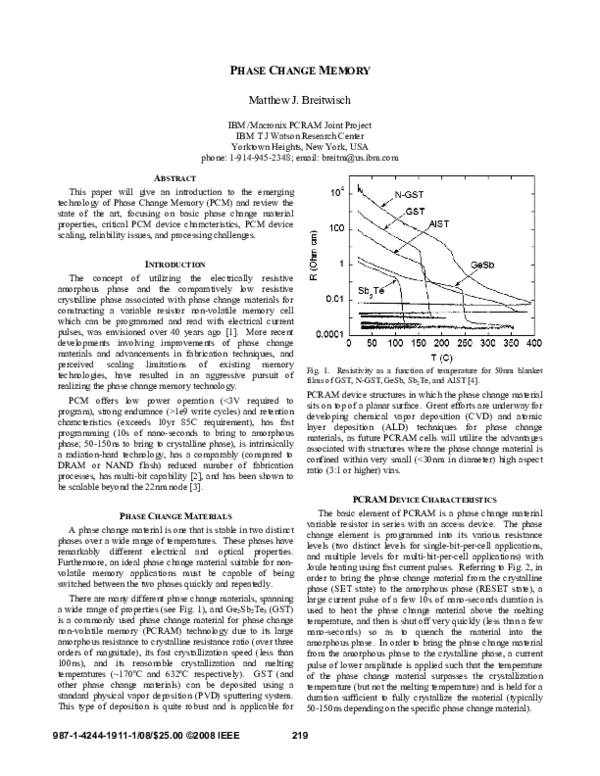 (PDF) Phase Change Memory