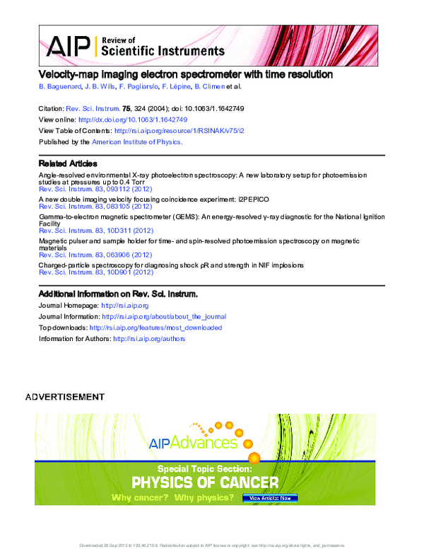 (PDF) Velocity-map imaging electron spectrometer with time resolution