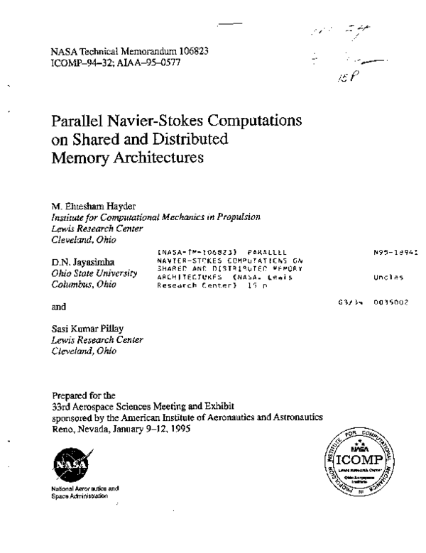 (PDF) Navier-Stokes Simulations on Parallel Computing Architectures