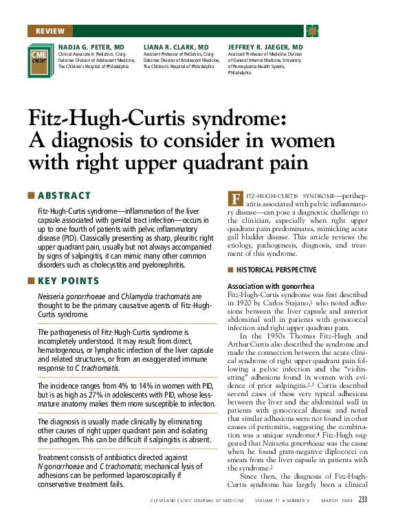 (PDF) Fitz-Hugh-Curtis syndrome: a diagnosis to consider in women with ...