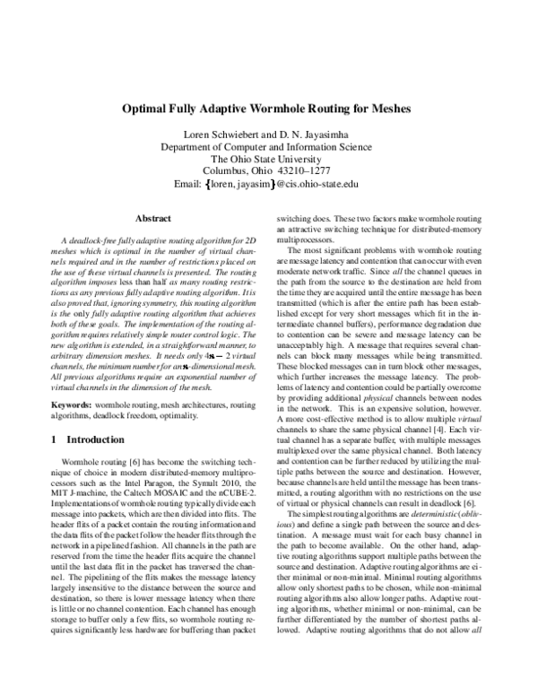 (PDF) Optimal fully adaptive wormhole routing for meshes