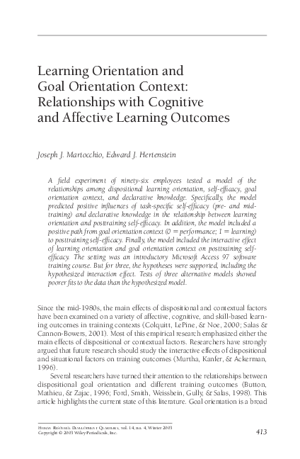 (PDF) Learning orientation and goal orientation context: Relationships ...