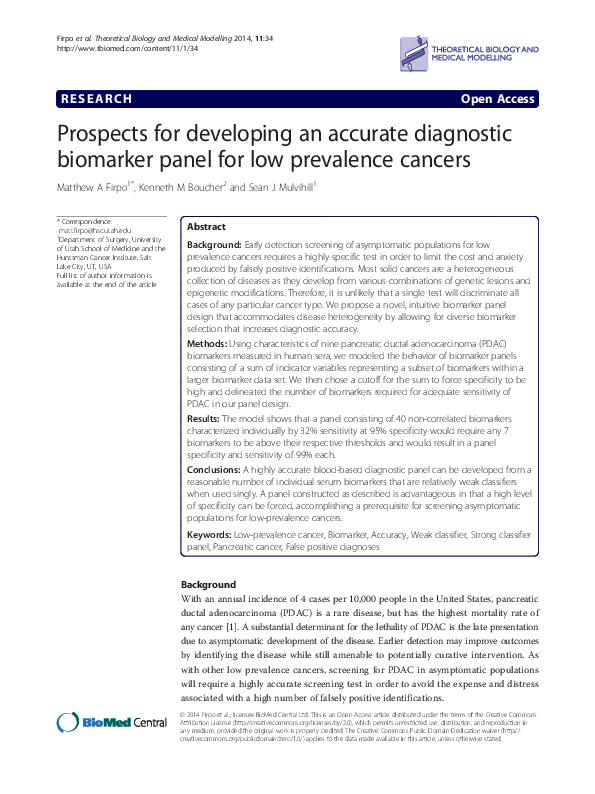 (PDF) Prospects for developing an accurate diagnostic biomarker panel ...
