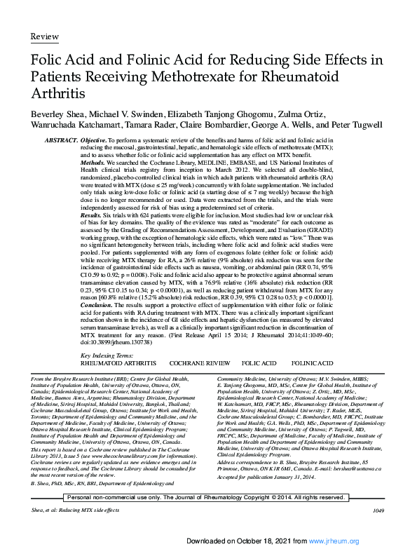 (PDF) Folic Acid and Folinic Acid for Reducing Side Effects in Patients ...