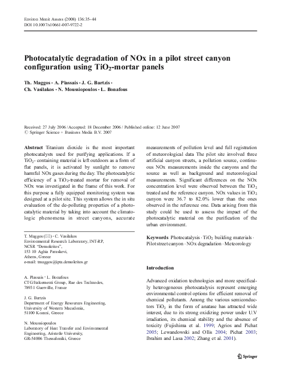 (PDF) Photocatalytic degradation of NOx in a pilot street canyon ...