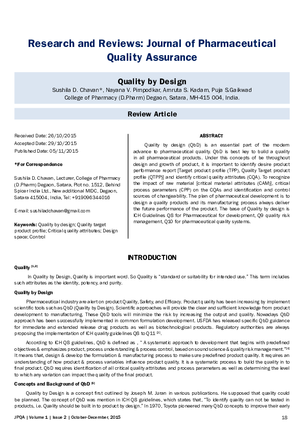 (PDF) Quality by Design