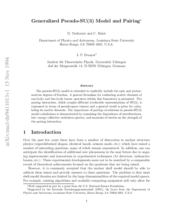 (PDF) Generalized pseudo-SU(3) model and pairing | Chairul Bahri ...