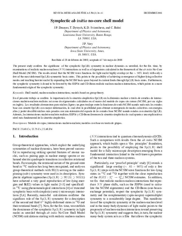 Pdf Ab Initio Symplectic No Core Shell Model