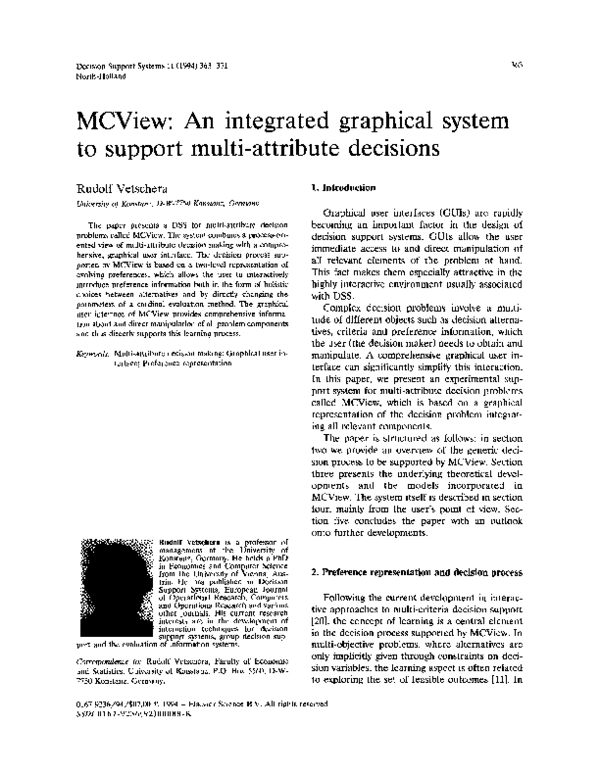 (PDF) MCView: An integrated graphical system to support multi-attribute decisions