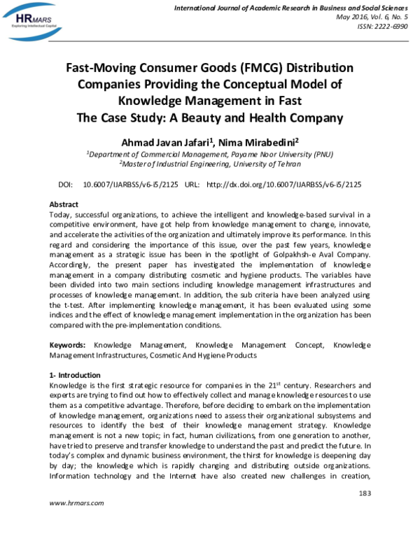 (PDF) Fast-Moving Consumer Goods (FMCG) Distribution Companies ...