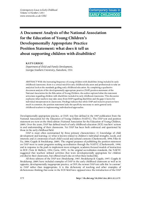 (PDF) A Document Analysis of the National Association for the Education ...