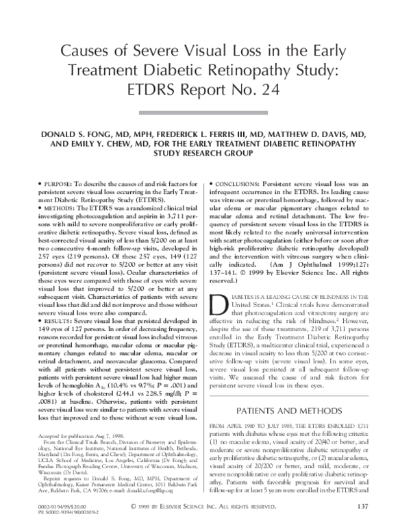 (PDF) Causes of Severe Visual Loss In the Early Treatment Diabetic ...