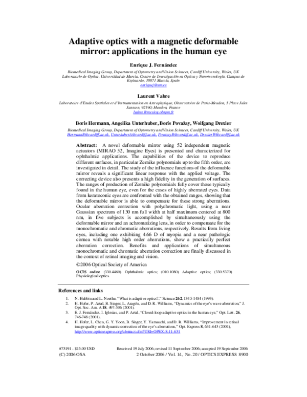 (PDF) Adaptive optics with a magnetic deformable mirror: applications ...